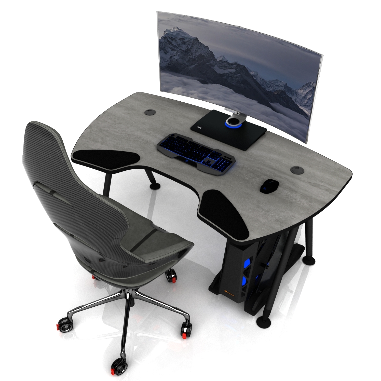 Стол компьютерный геймерский DX LUNA с увеличенной столешницей, со ...